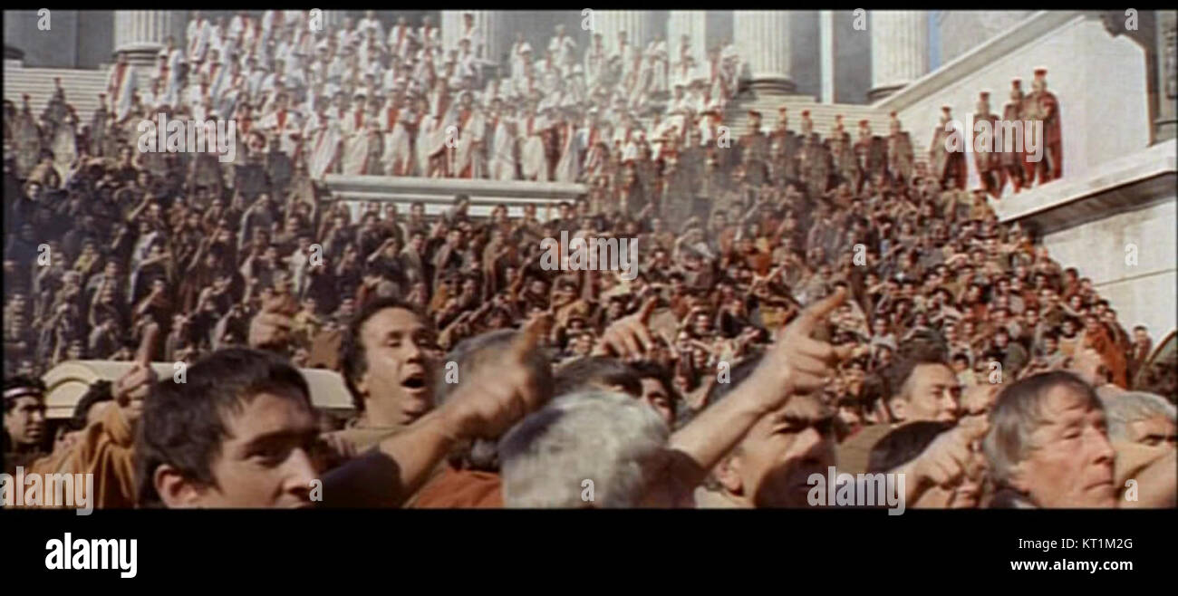 A screenshot from the 1963 film trailer of 'Cleopatra,' showcasing its ...