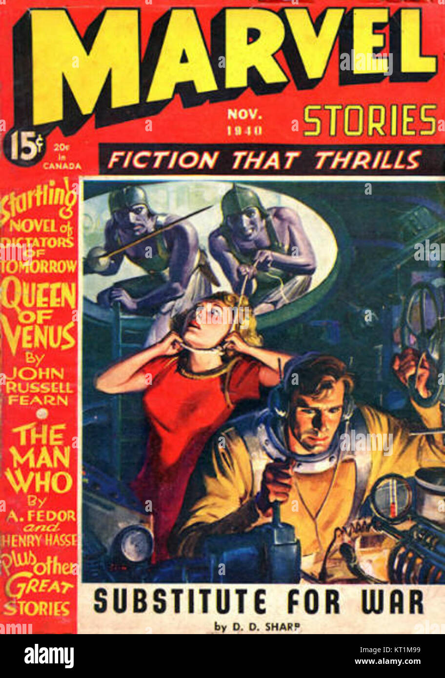 The cover of Marvel Stories from November 1940 features early superhero ...