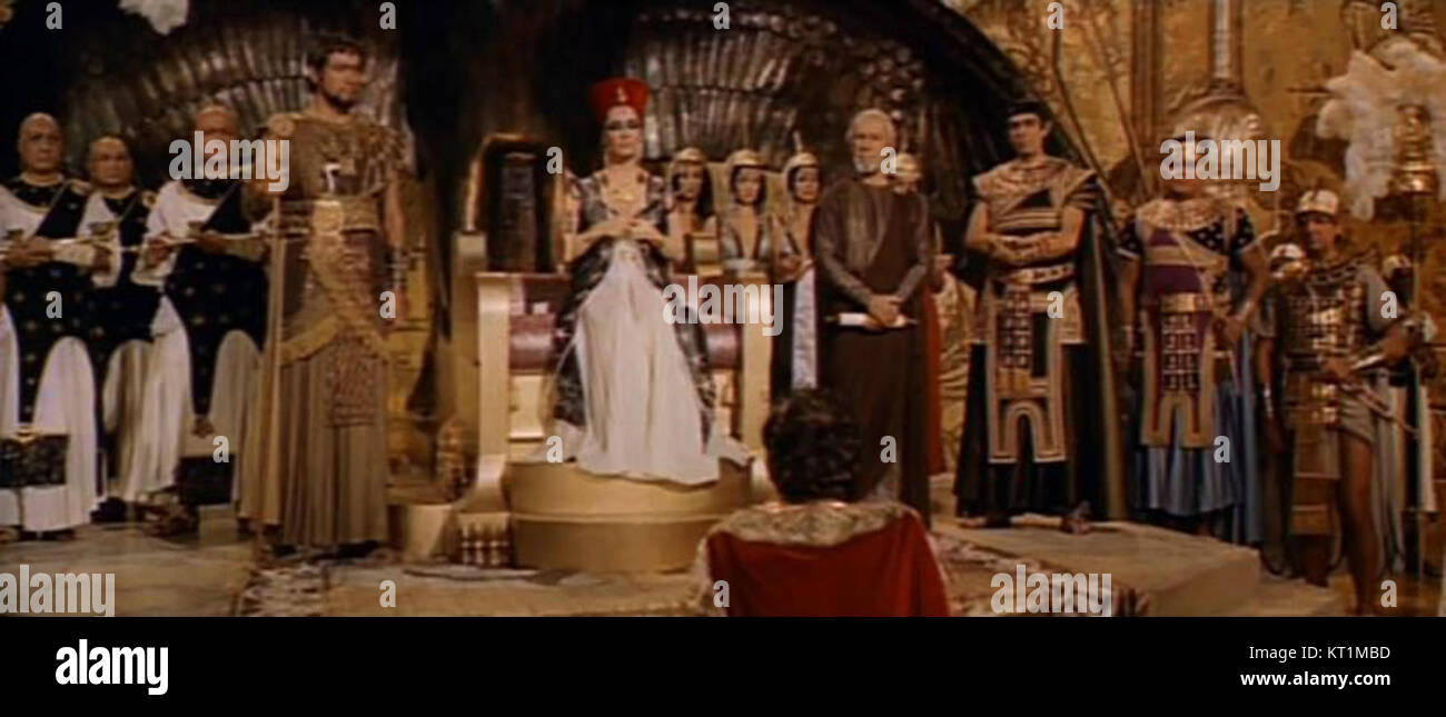 This screenshot from the 1963 film 'Cleopatra' features a pivotal scene ...