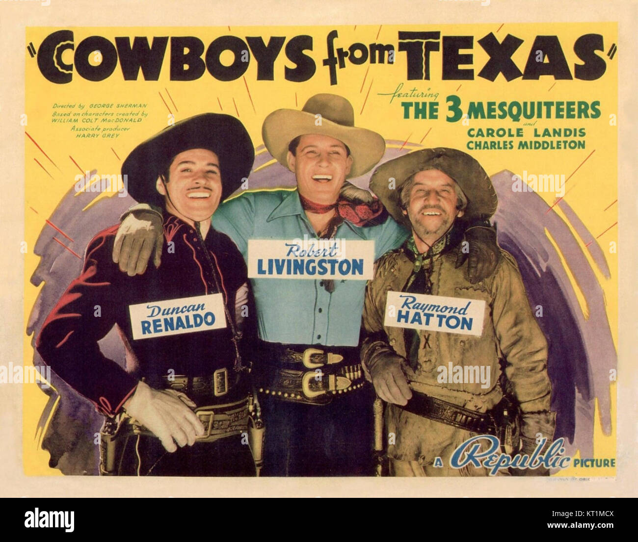 The 1939 film poster for 'Cowboys from Texas' highlights the movie's ...