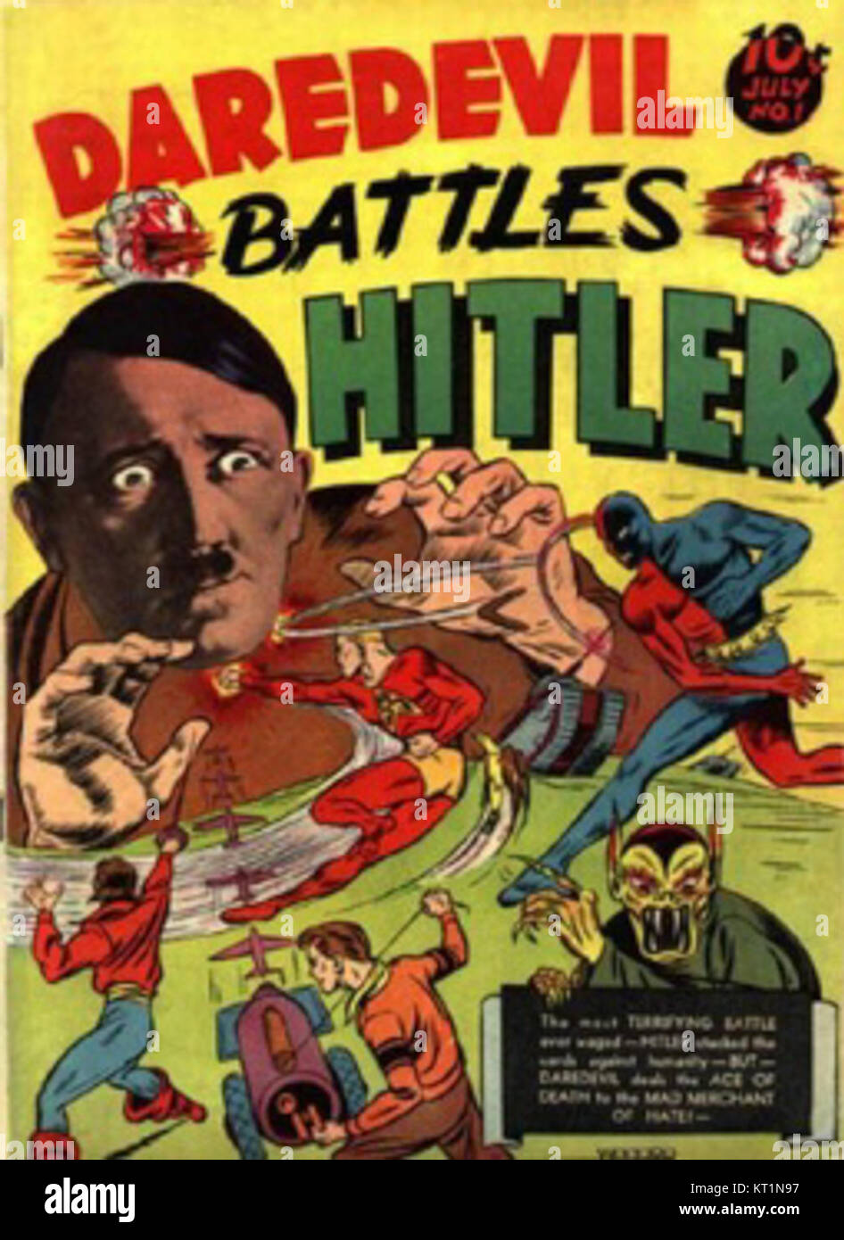 The cover of Daredevil Battles Hitler number 16 depicts the superhero ...
