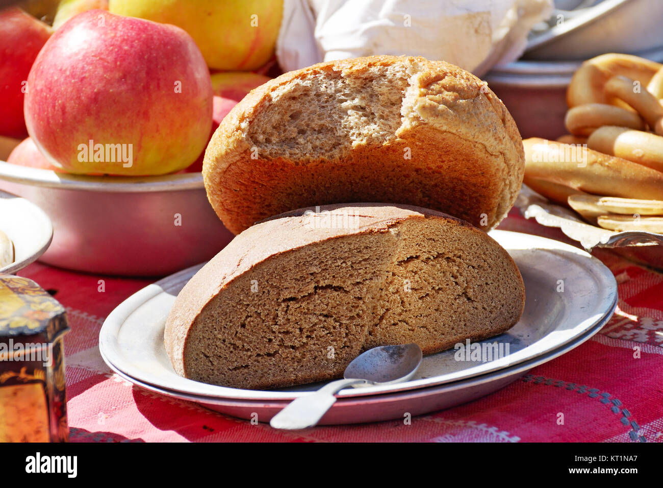 Simple and healthy peasant food.The table is set for dinner Stock Photo ...