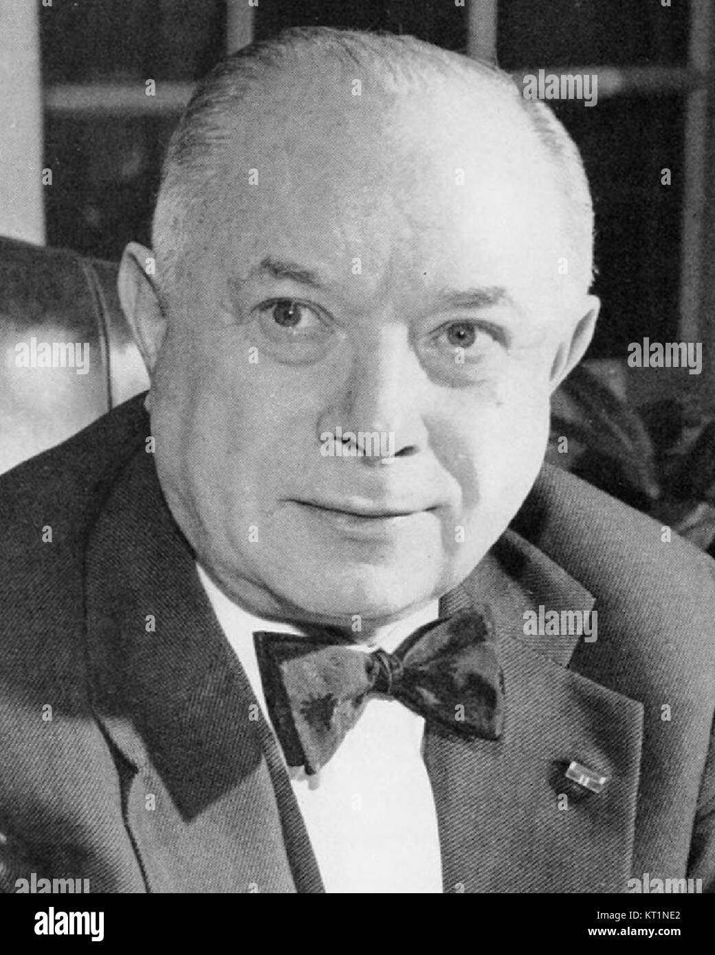 This cropped portrait of David Sarnoff, taken in 1956, depicts the ...
