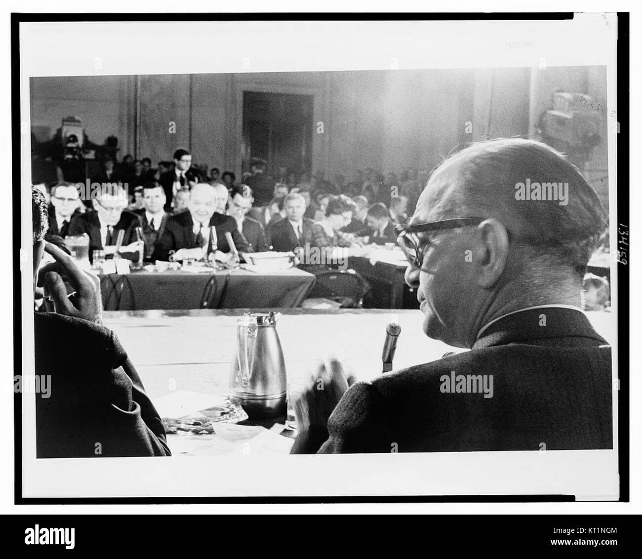 Dean Rusk, the U.S. Secretary of State, is seen testifying before the ...