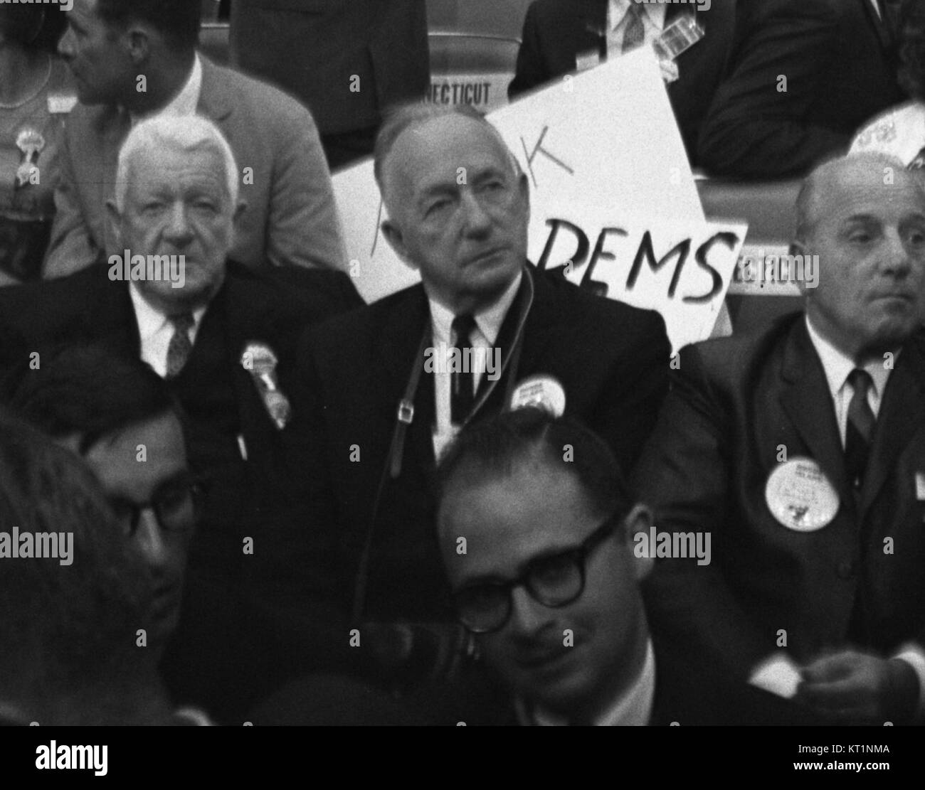 Delegates on the floor at the 1964 democratic national convention hi ...