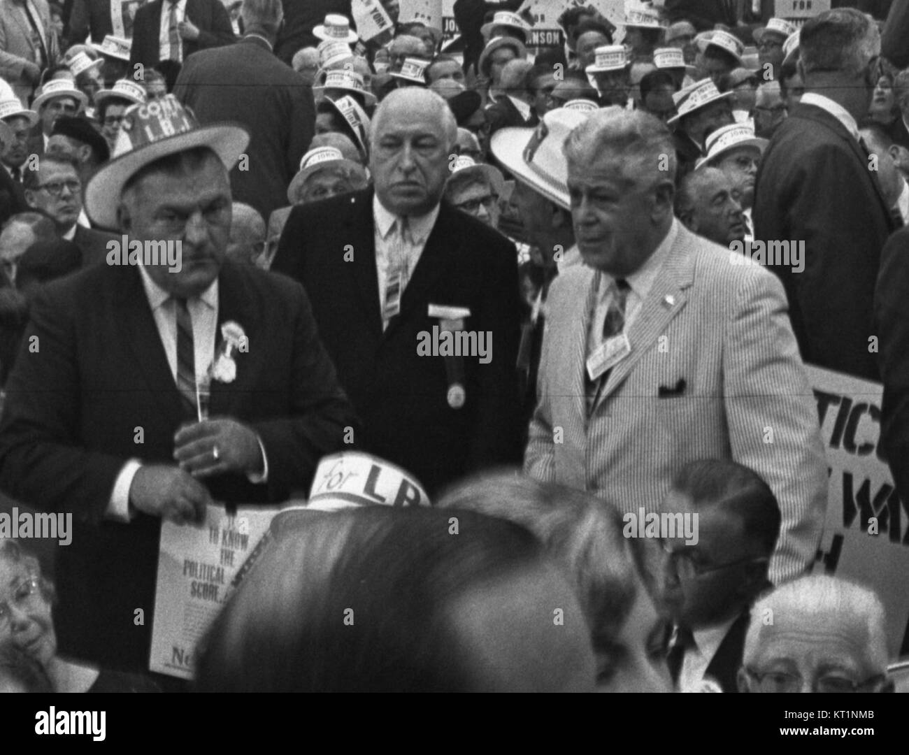 This cropped image shows delegates on the floor of the 1964 Democratic ...