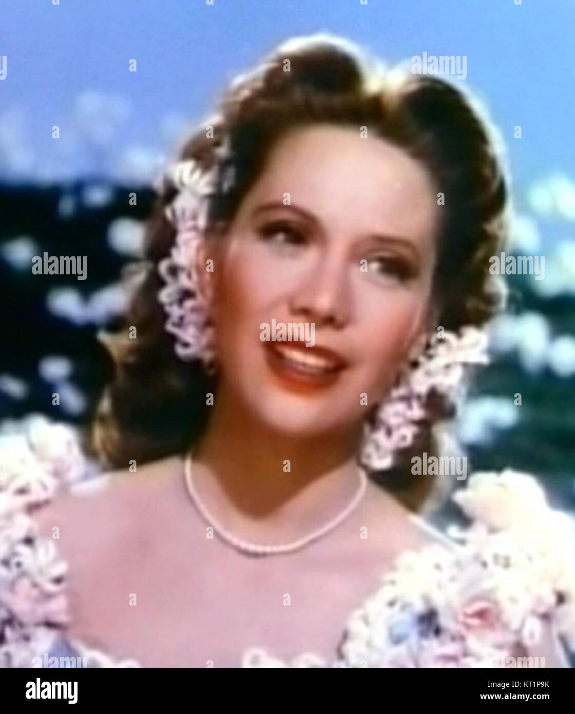 Dinah Shore, an American singer and actress, is featured in a cropped ...