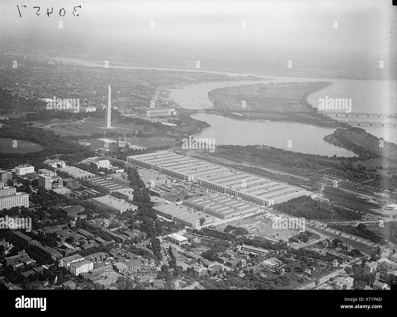 This aerial view of Potomac Park in Washington, D.C., captures the ...