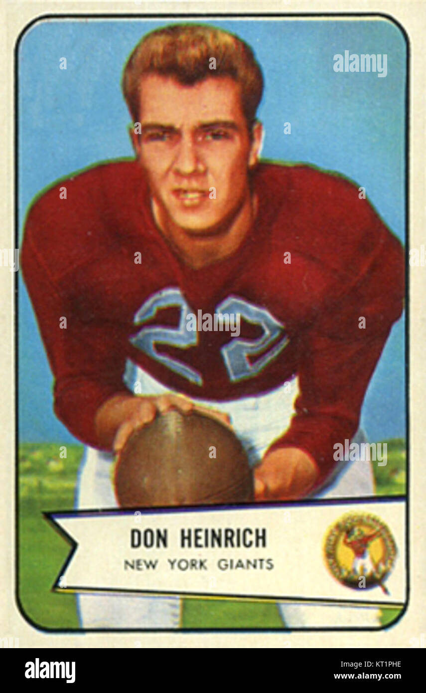 A vintage 1954 Bowman trading card featuring Don Heinrich, a former ...