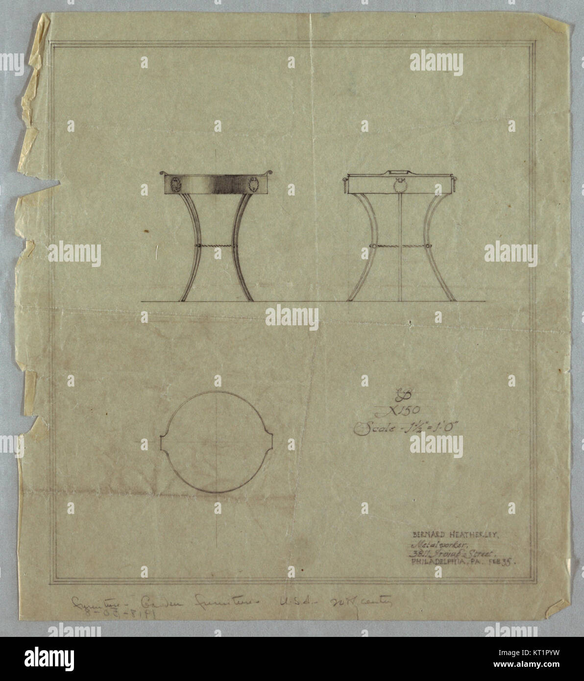 Drawing, Table with Removable Tray-top in Painted Metal, February 1935 ...
