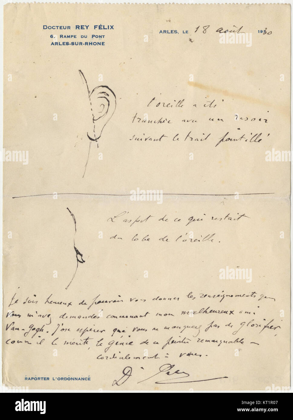 A drawing depicting the infamous incident of Vincent van Gogh ...