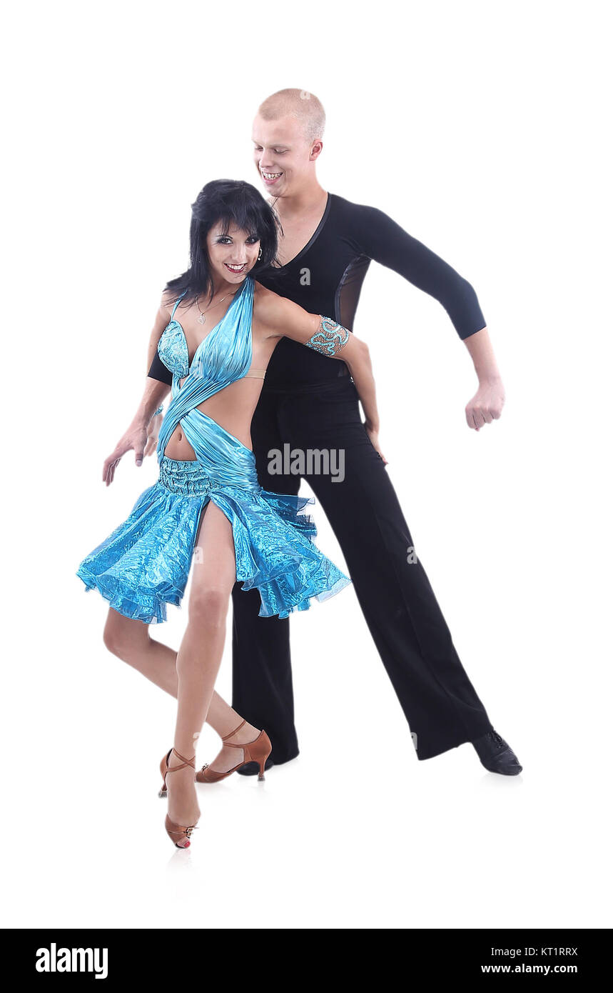 Latino dancers in action. Isolated on white Stock Photo - Alamy
