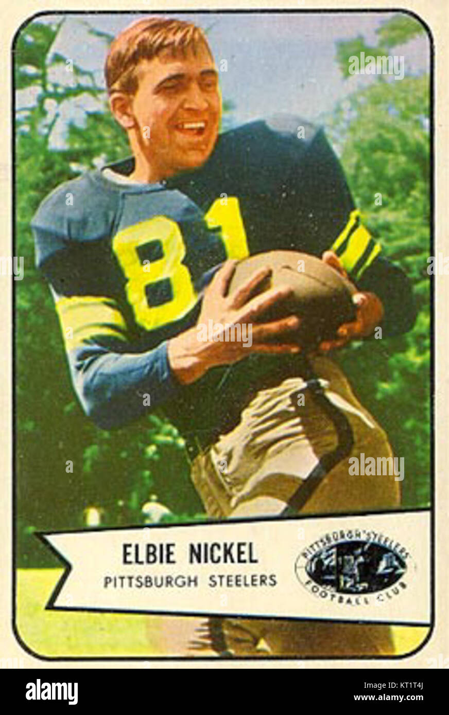 A 1954 Bowman trading card featuring Elbie Nickel, an American football ...