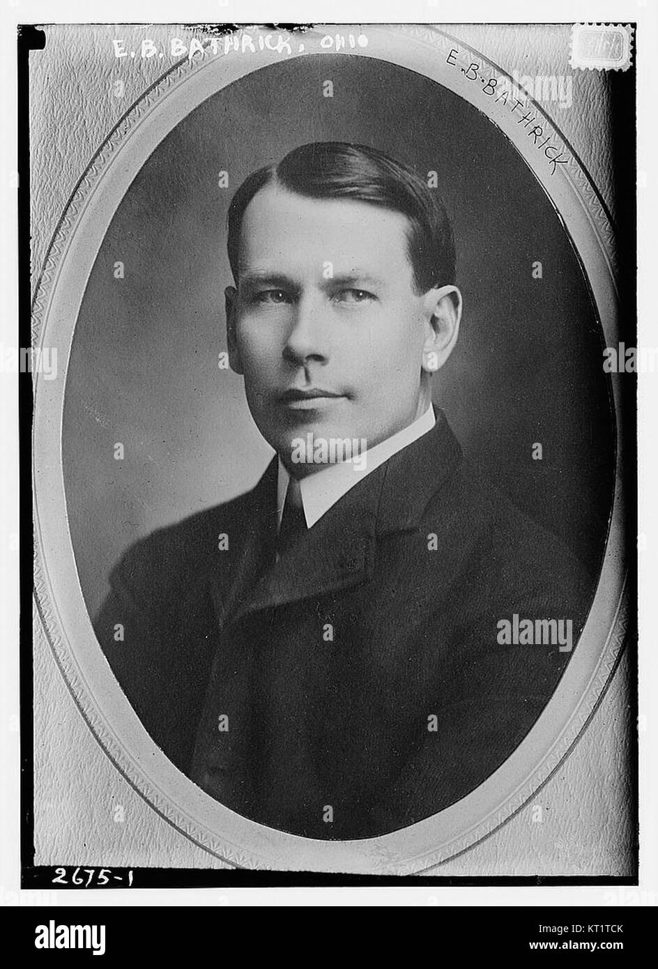 An oval portrait of Ellsworth Raymond Bathrick, likely painted in the ...