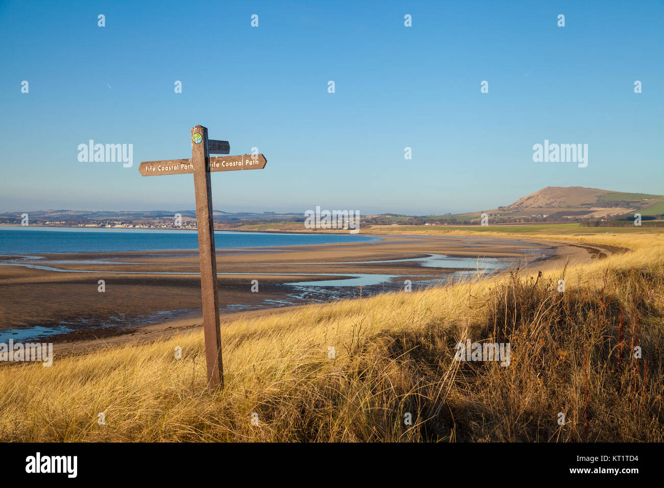 Coastal walk near Shell Bay with Largo Law Hill in the background, Fife ...