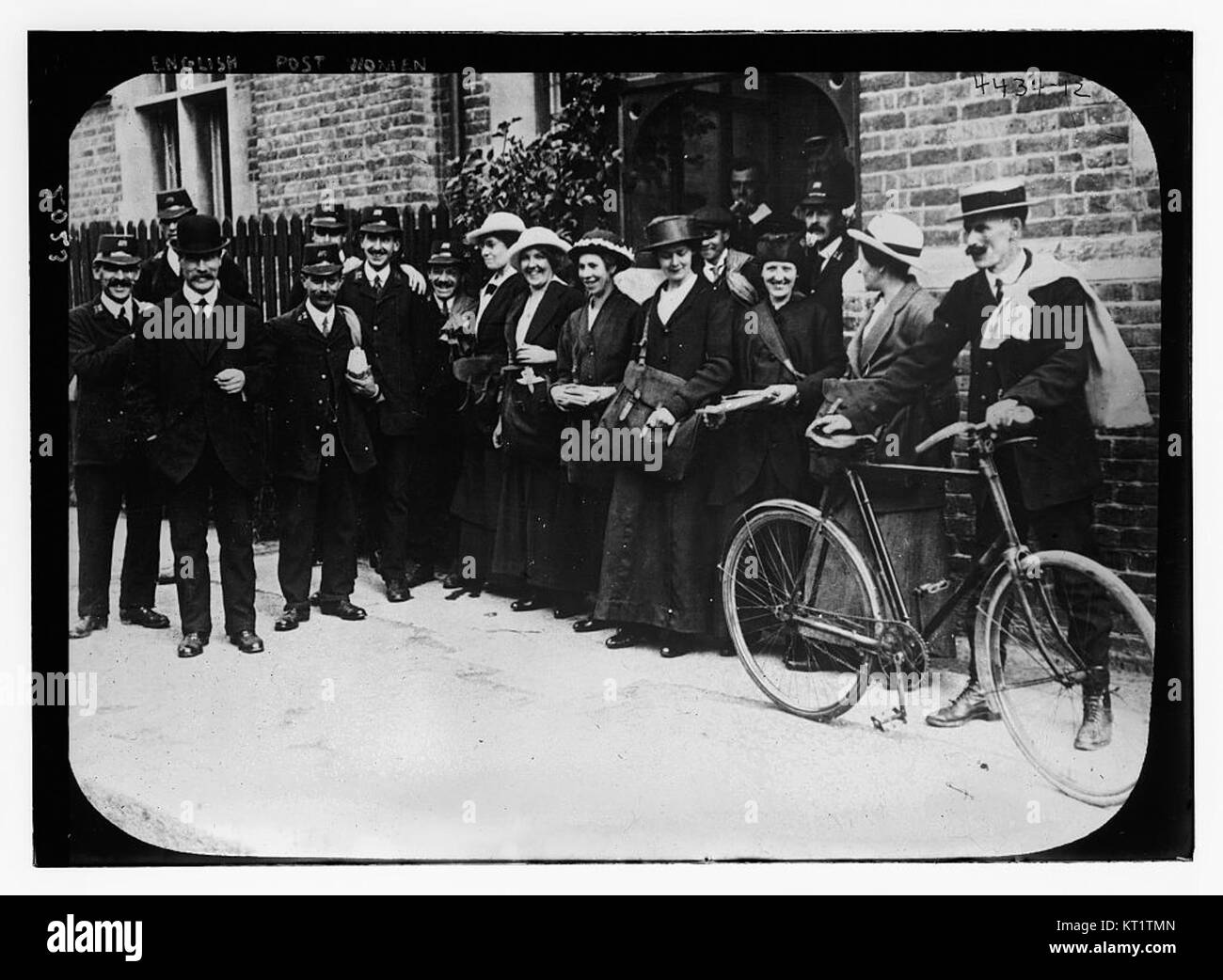 A historical photograph titled 'English Post Women', identified by the ...