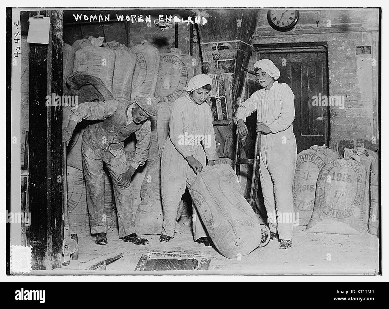 This photograph captures a group of English women workers during a ...