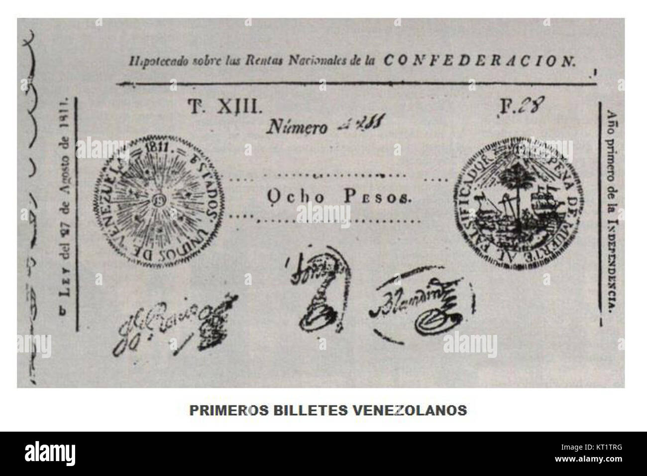 8 pesos de Venezuela decada de los 10 Stock Photo - Alamy