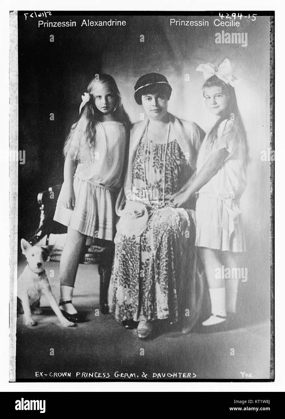 A historical photograph showing the ex-Crown Princess of Germany with ...