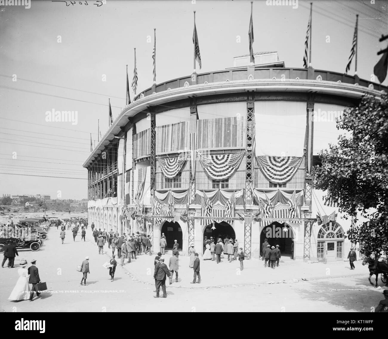 Fans entering Forbes Field, the historic baseball stadium in Pittsburgh ...