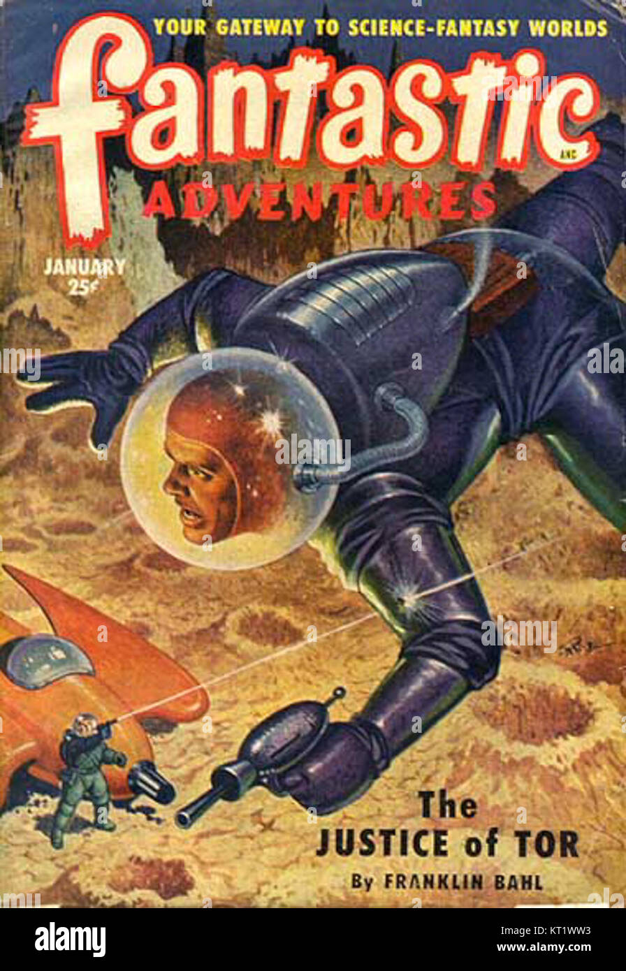 A promotional image from 'Fantastic Adventures' magazine, dated 1951 ...