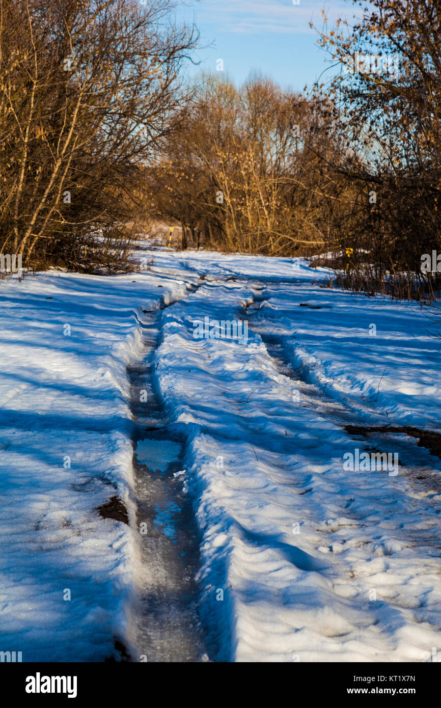 Beautiful spring landscape. Country road near the forest and fields in ...