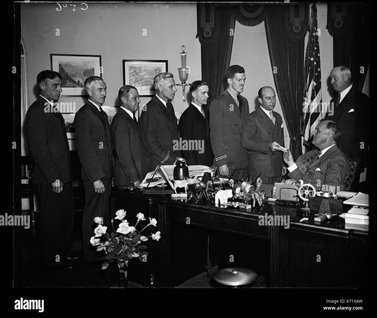 Distinguished service medal presented Black and White Stock Photos ...