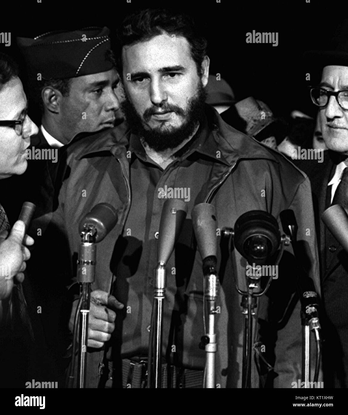 This photograph captures Fidel Castro, the leader of Cuba, at the MATS ...