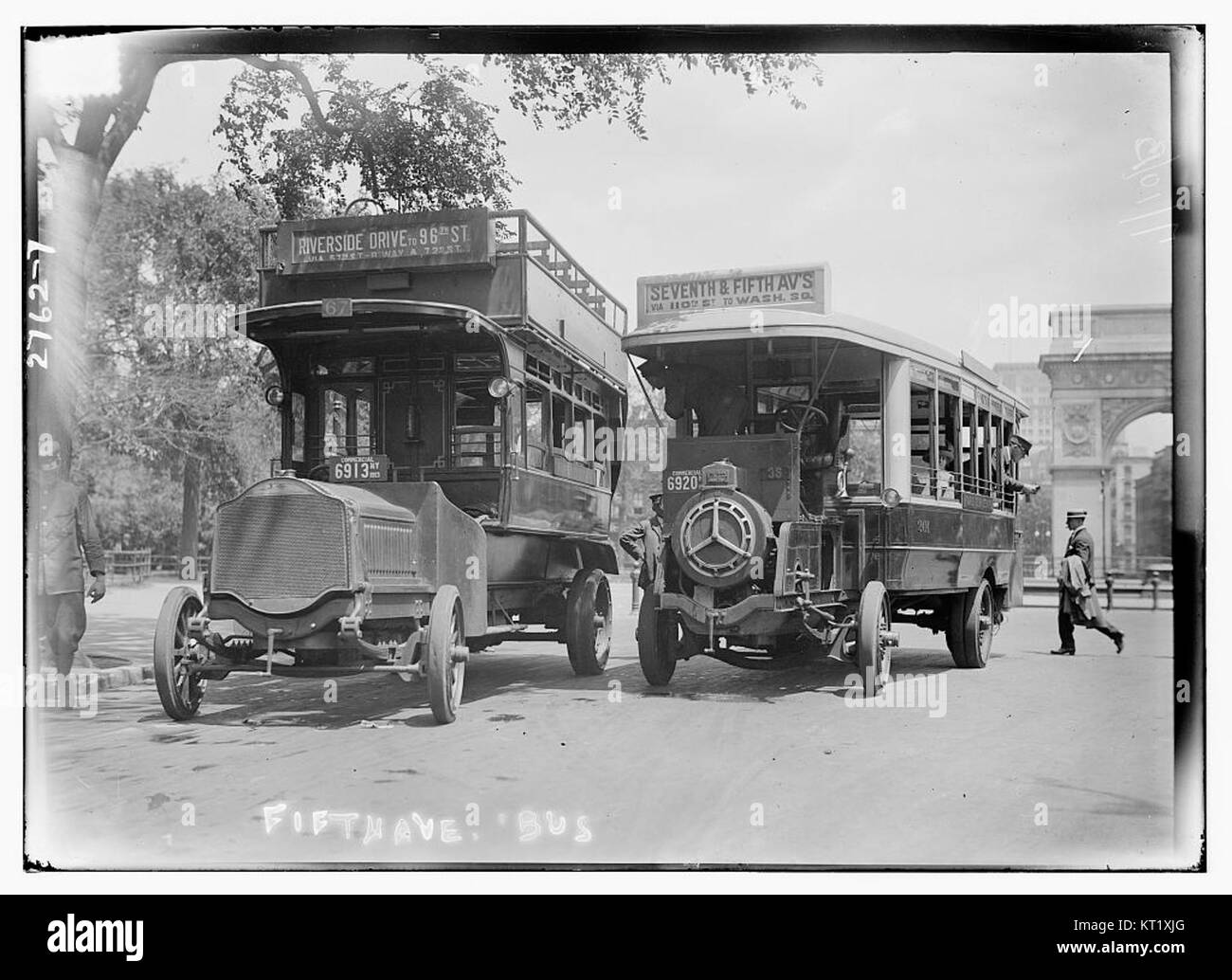A vintage photo of a bus on Fifth Avenue in New York City, showcasing ...