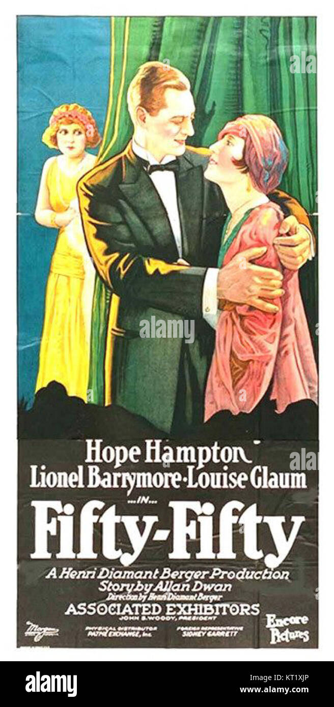 The Fifty-Fifty poster is a visual advertisement for the 1950s film ...