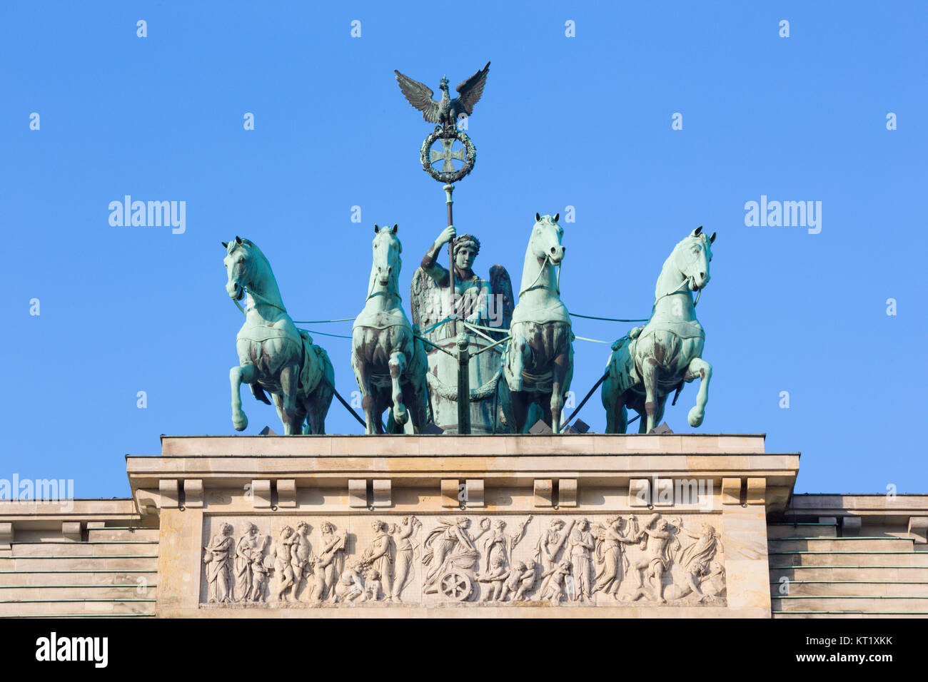 Berlin - The scupture of Quadriga (goddess Eirene) on the top of ...