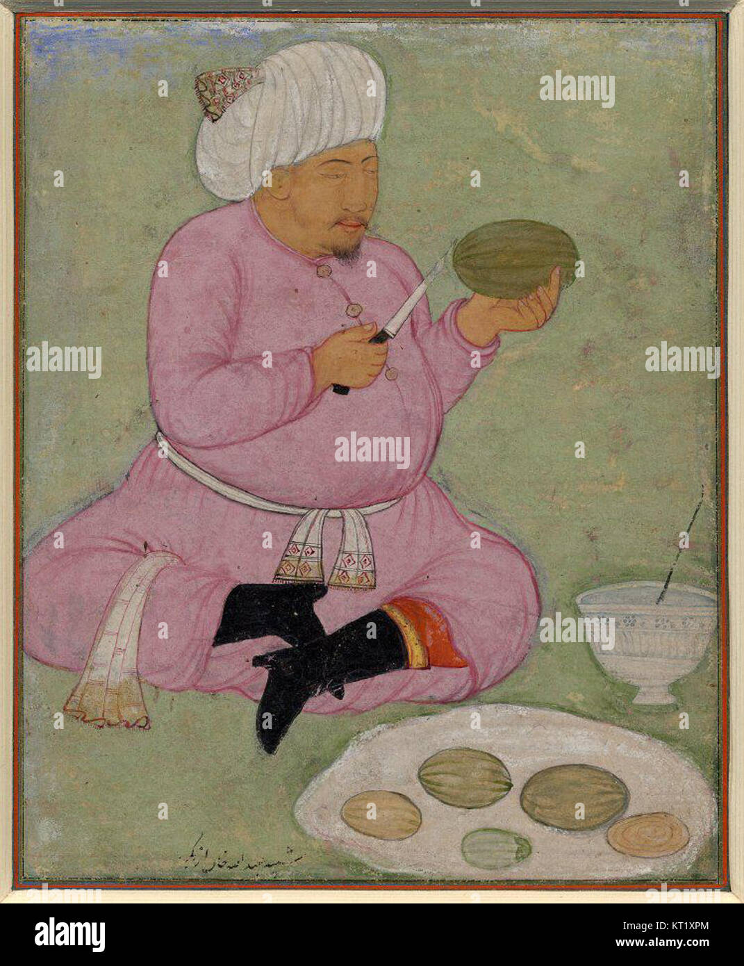 Abdullah Khan Uzbek II, depicted in this artwork, is shown slicing ...