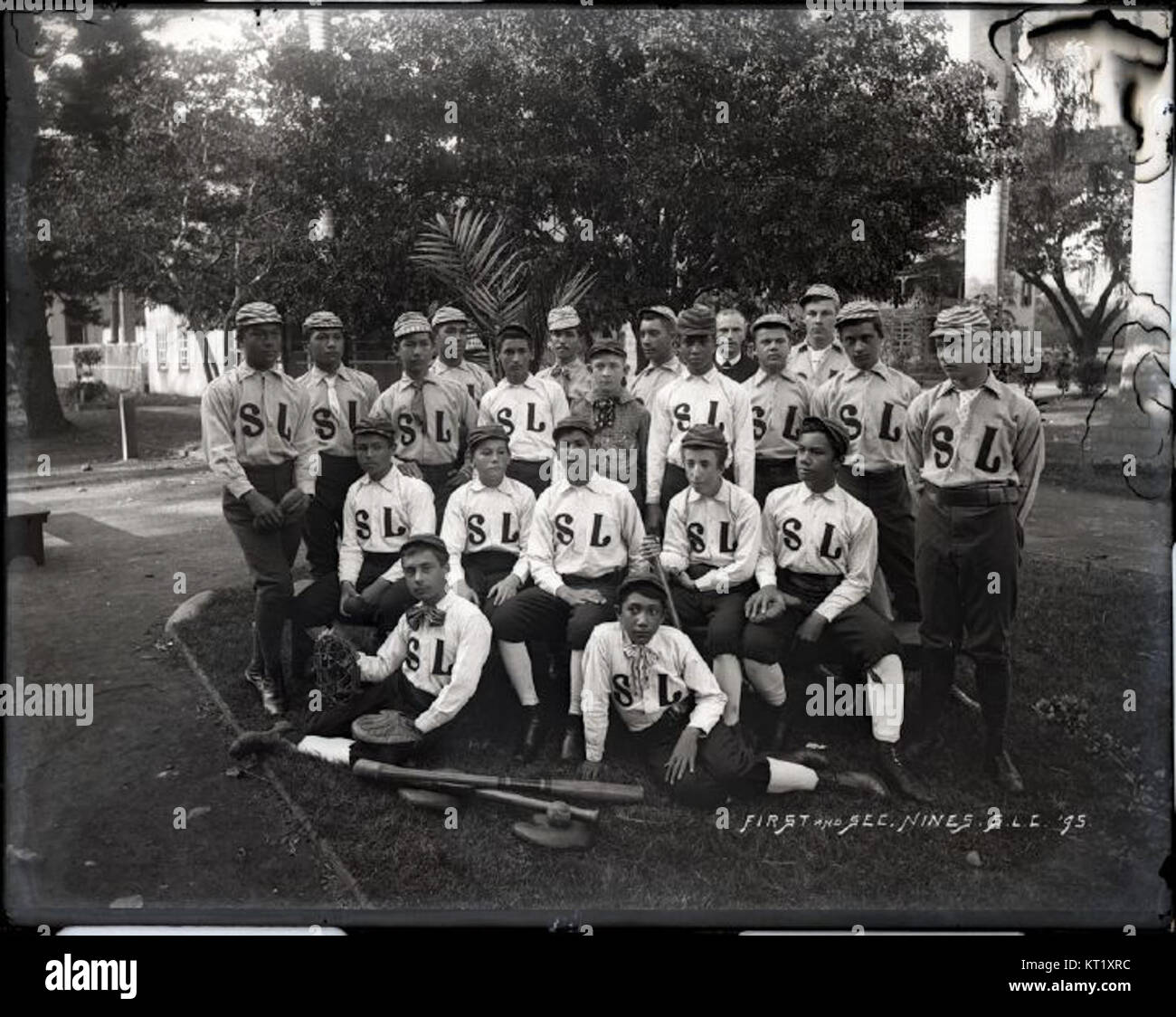 A photograph taken by Brother Bertram of the First Nine Baseball Team ...