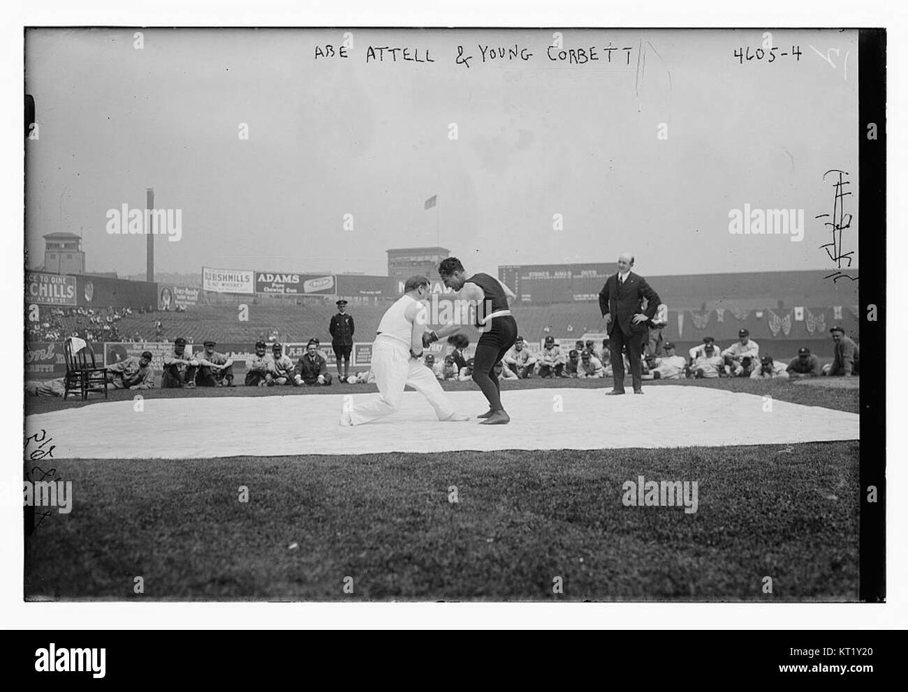 A historical photograph featuring Abe Attell, a former world ...