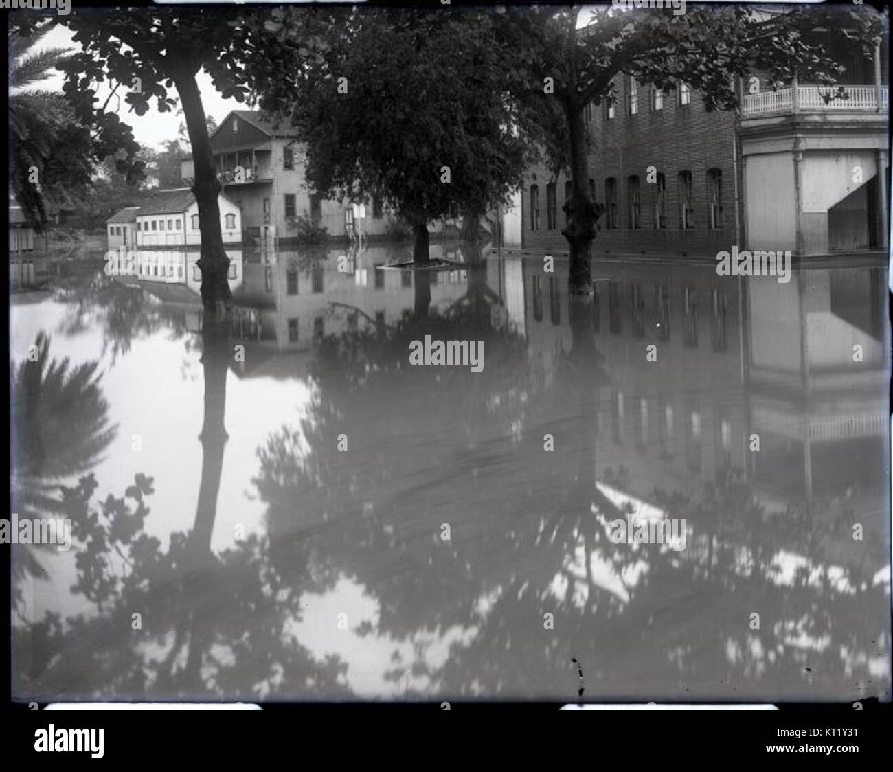 A photograph taken by Brother Bertram showing flooding at Saint Louis ...
