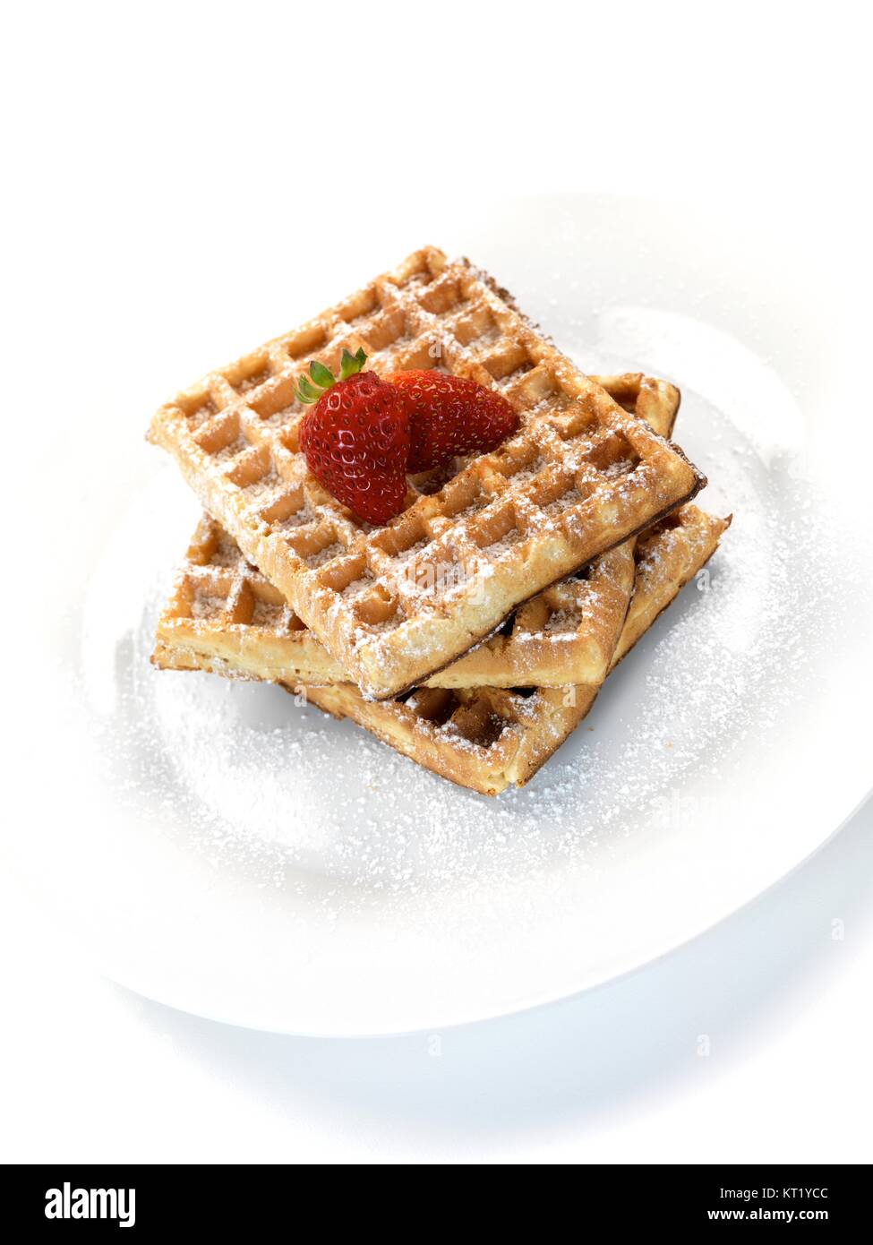 Breakfast waffles isolated against a white background Stock Photo - Alamy