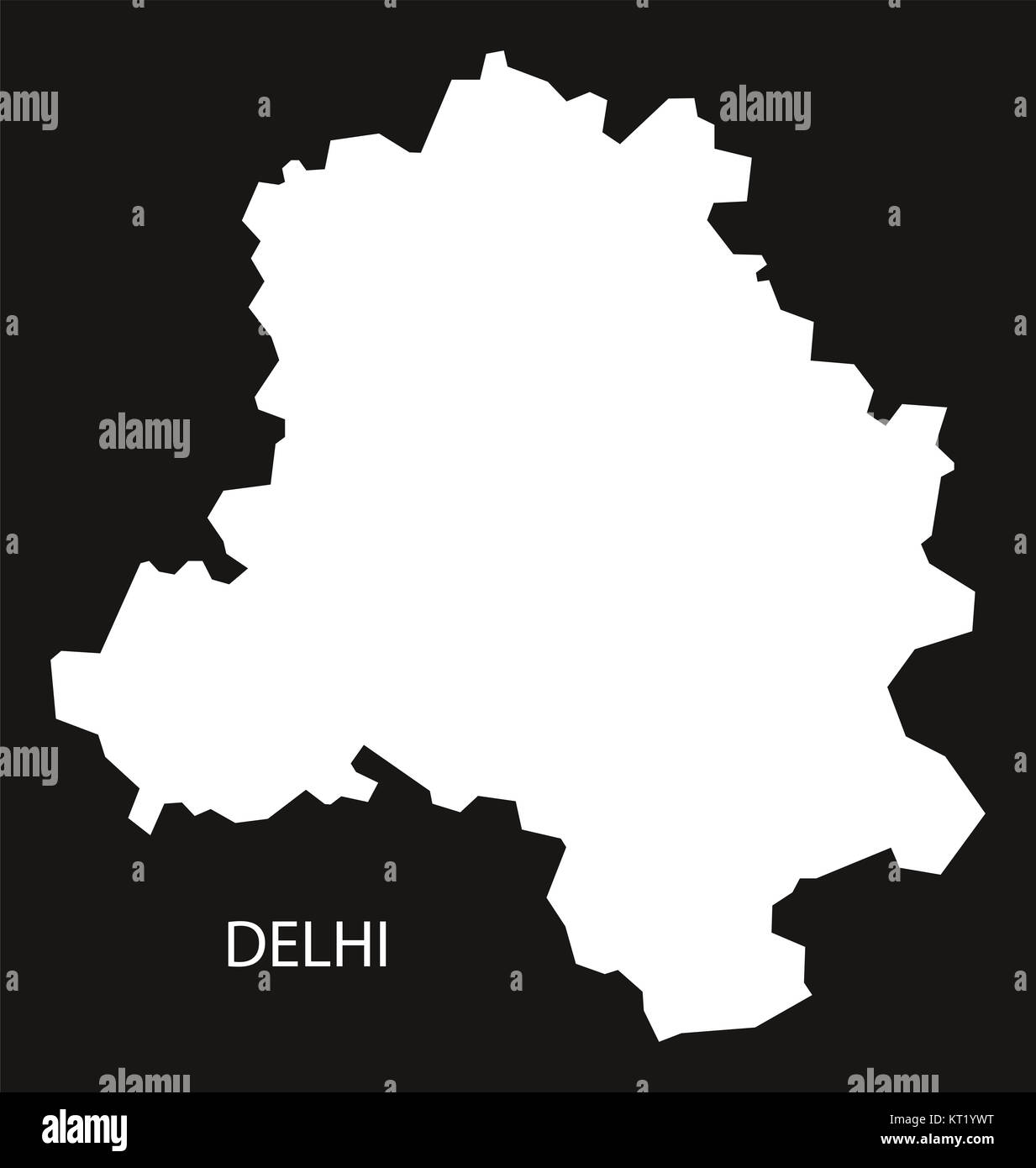 Delhi India Map black inverted Stock Photo - Alamy