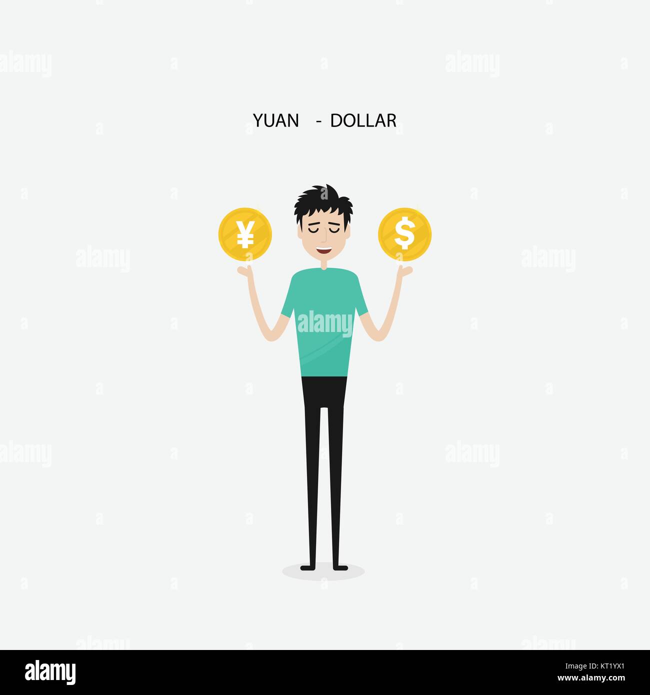 Businessman with US dollar and Yuan sign.Dollar and Yuan exchange ...