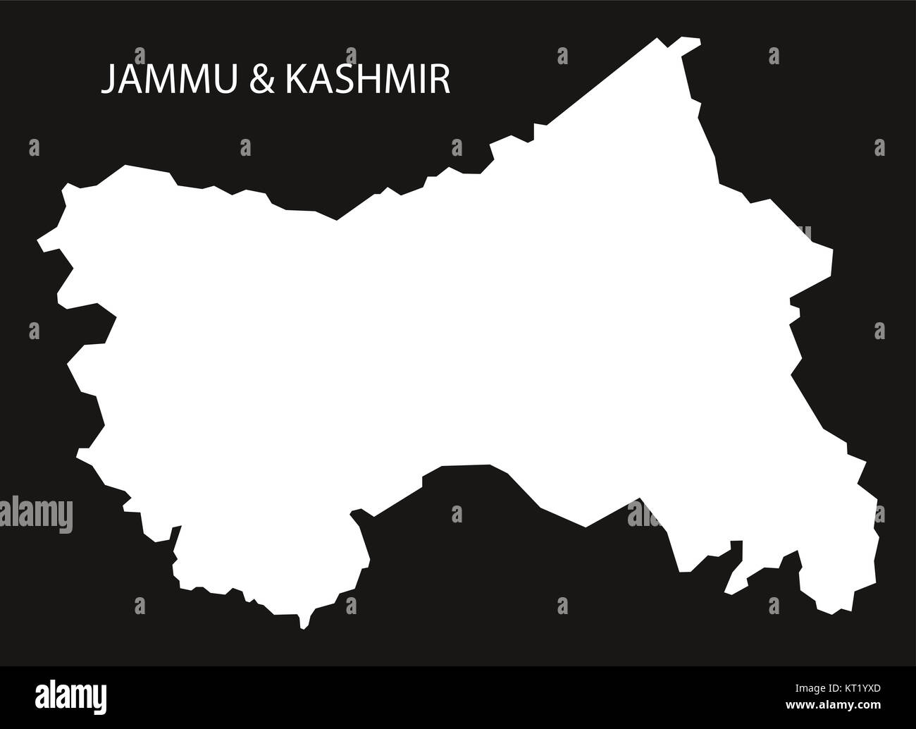 Jammu Kashmir India Map black inverted Stock Photo - Alamy