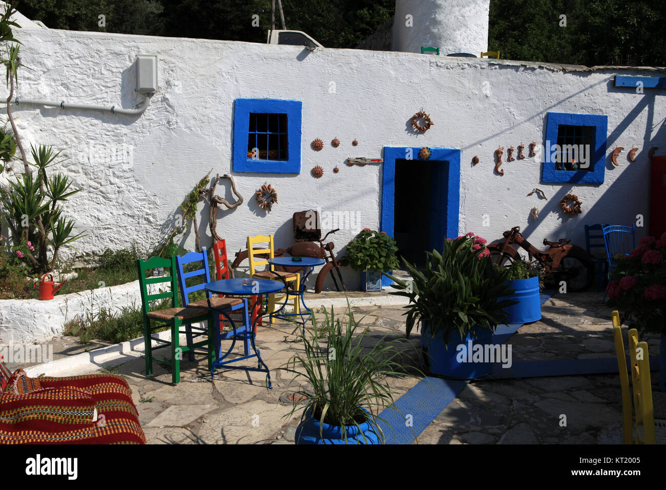 Typical colors for Greek architecture Stock Photo - Alamy