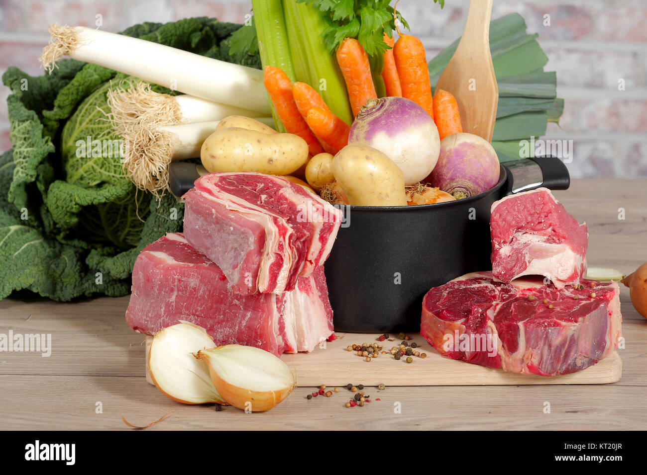Beef and vegetables for the preparation of pot-au-feu Stock Photo - Alamy