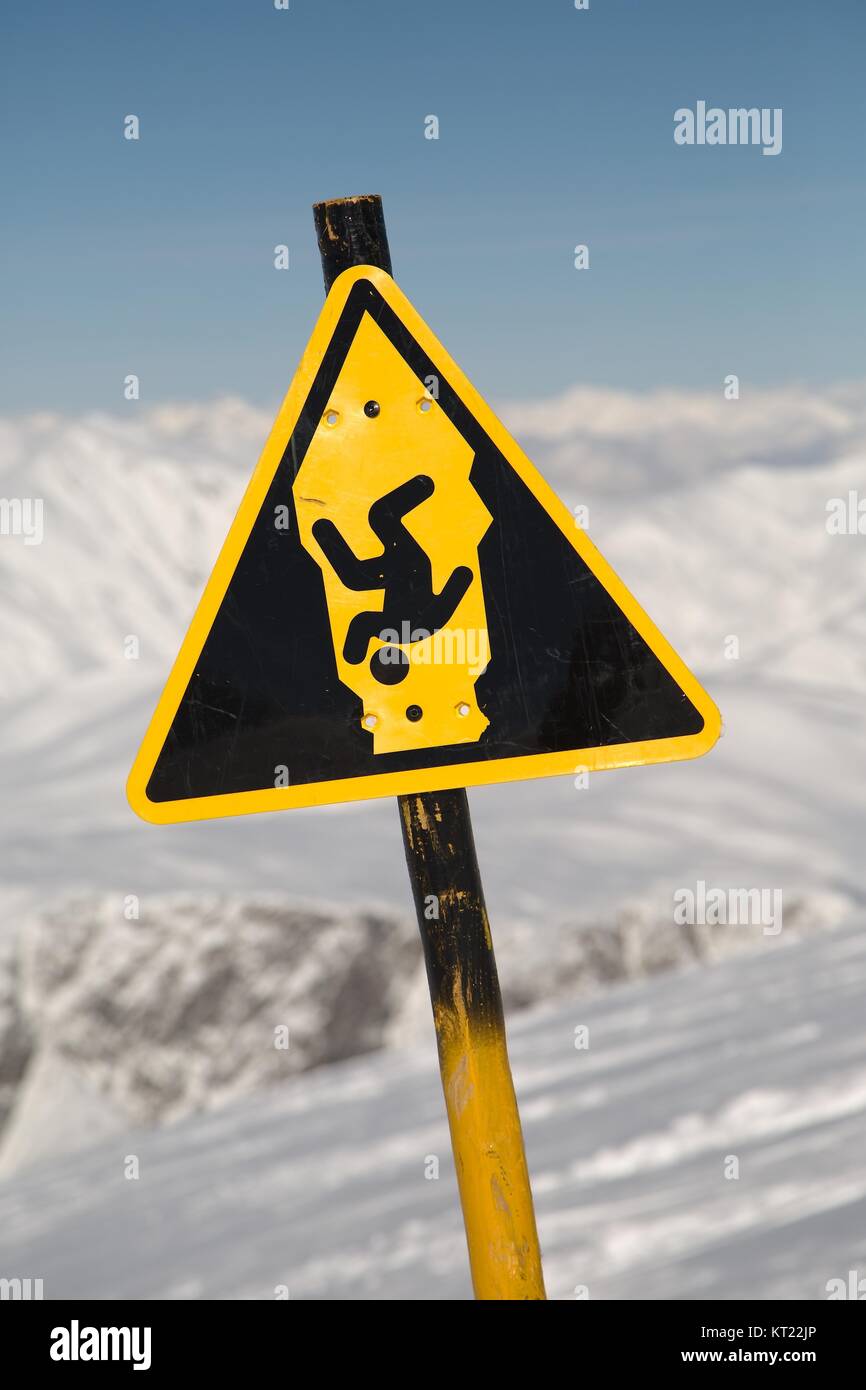 Mountain Waring Sign Stock Photo - Alamy
