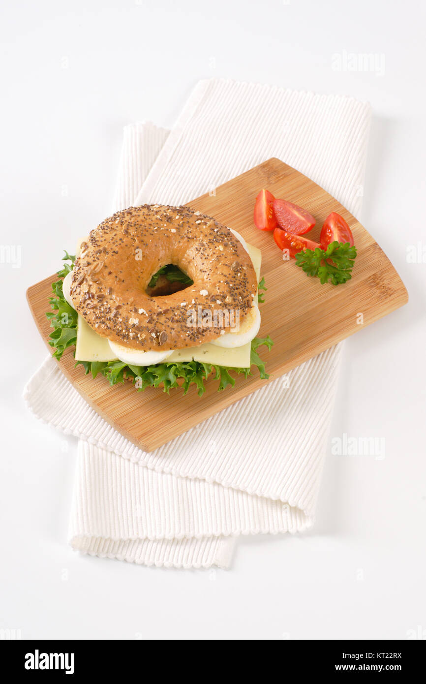 bagel sandwich with eggs and cheese Stock Photo - Alamy
