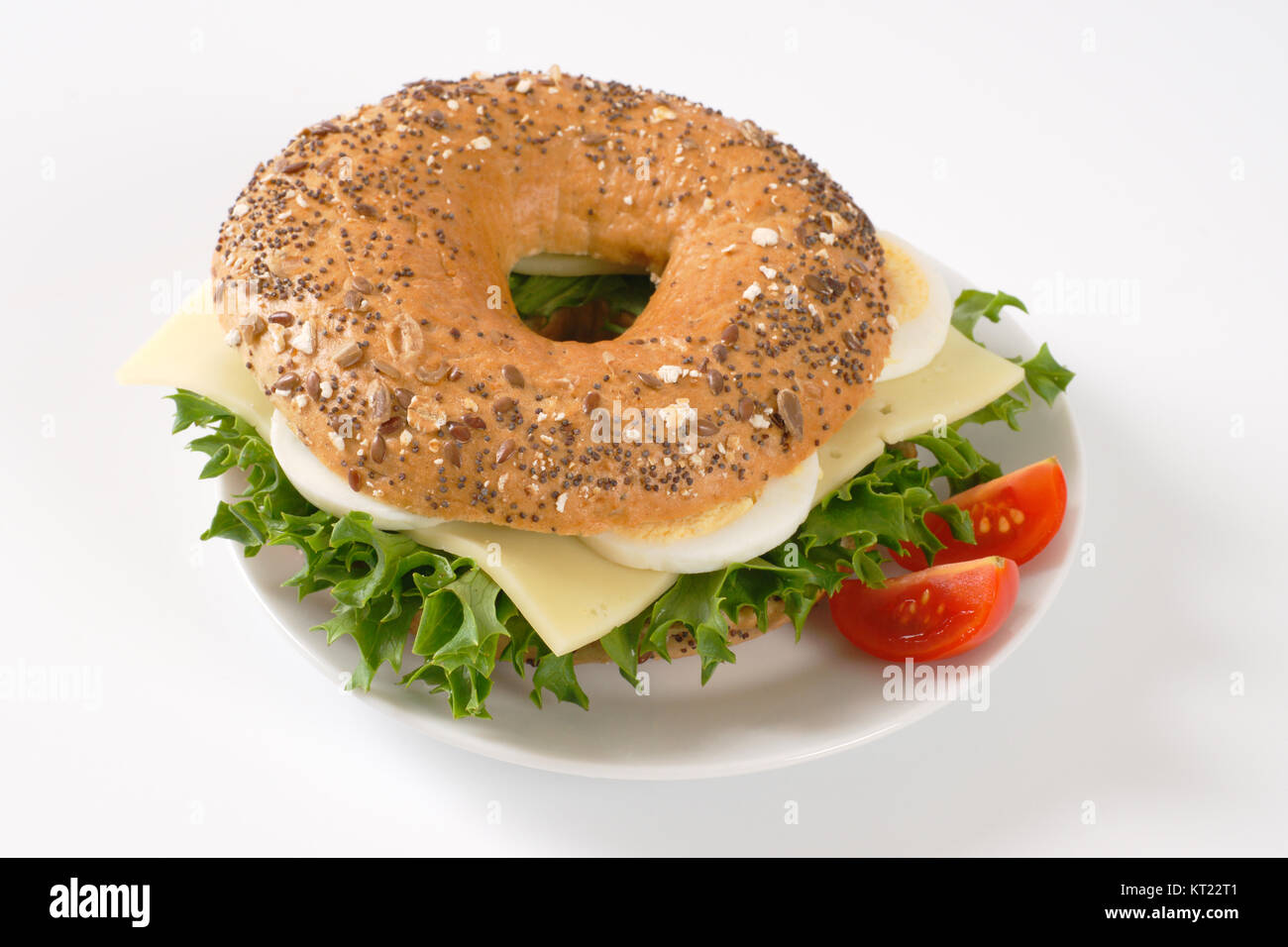 bagel sandwich with eggs and cheese Stock Photo - Alamy