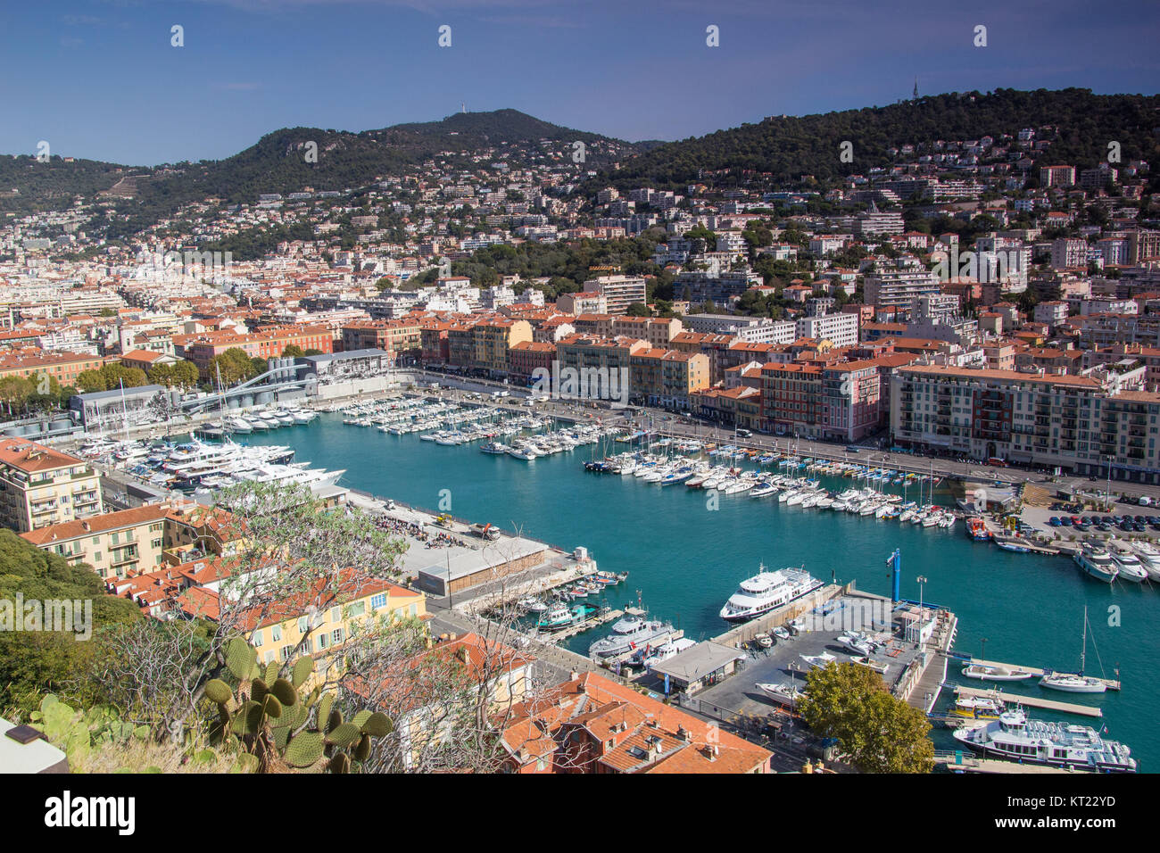 View of Port Lympia and surrounding hills, Nice, France, from Castle ...