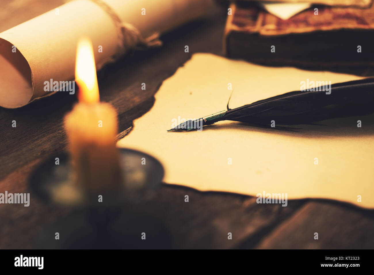 Hand Writing Quill Pen, Parchment Paper Stock Photos & Hand Writing ...