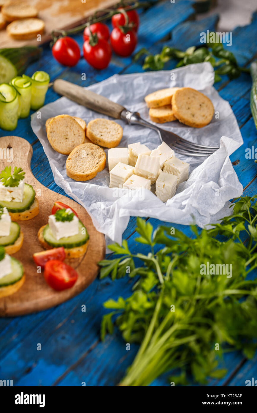 Bread rusks and cheese Stock Photo - Alamy