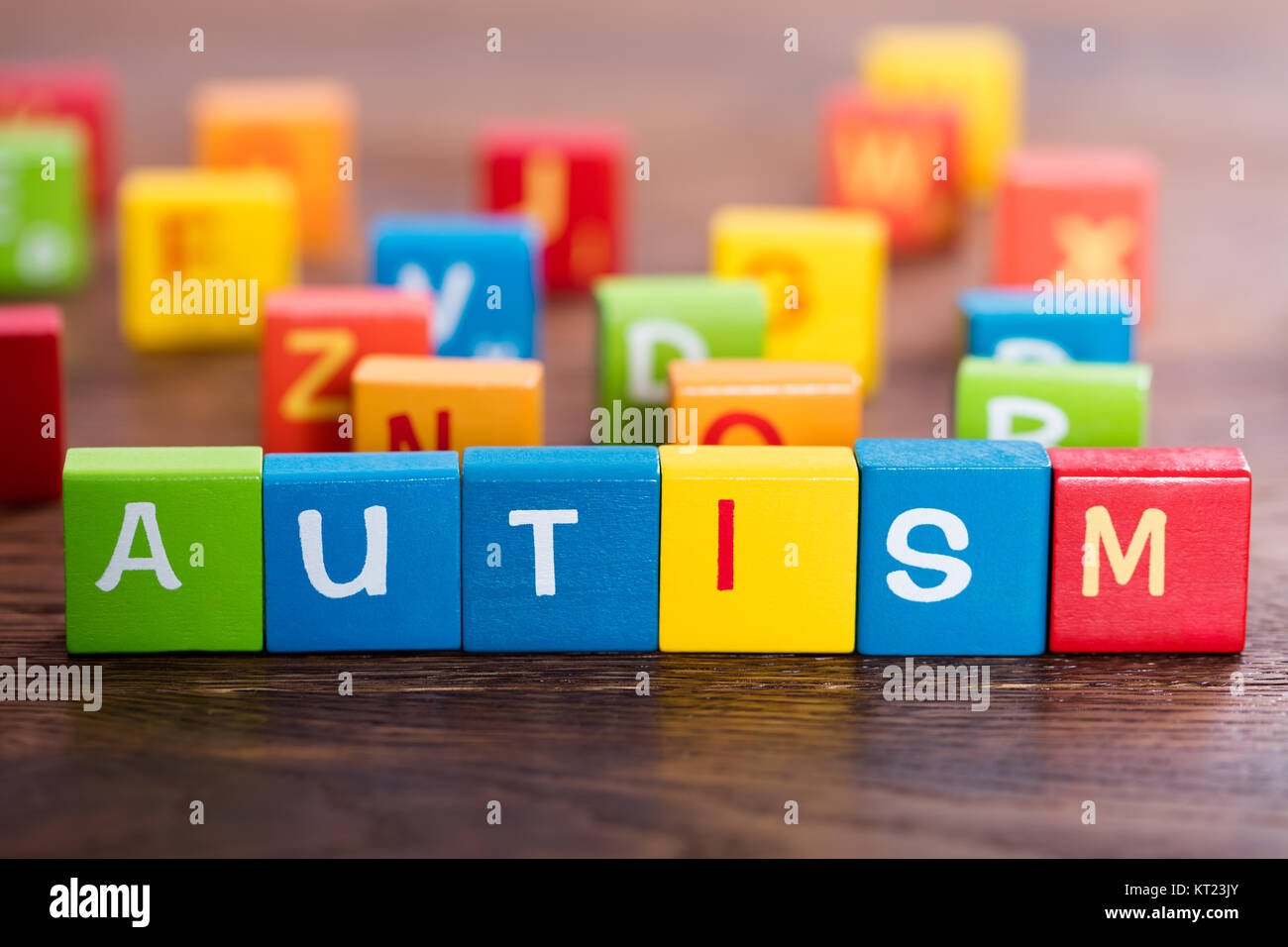 Multi Colored Blocks With Text Autism Stock Photo - Alamy