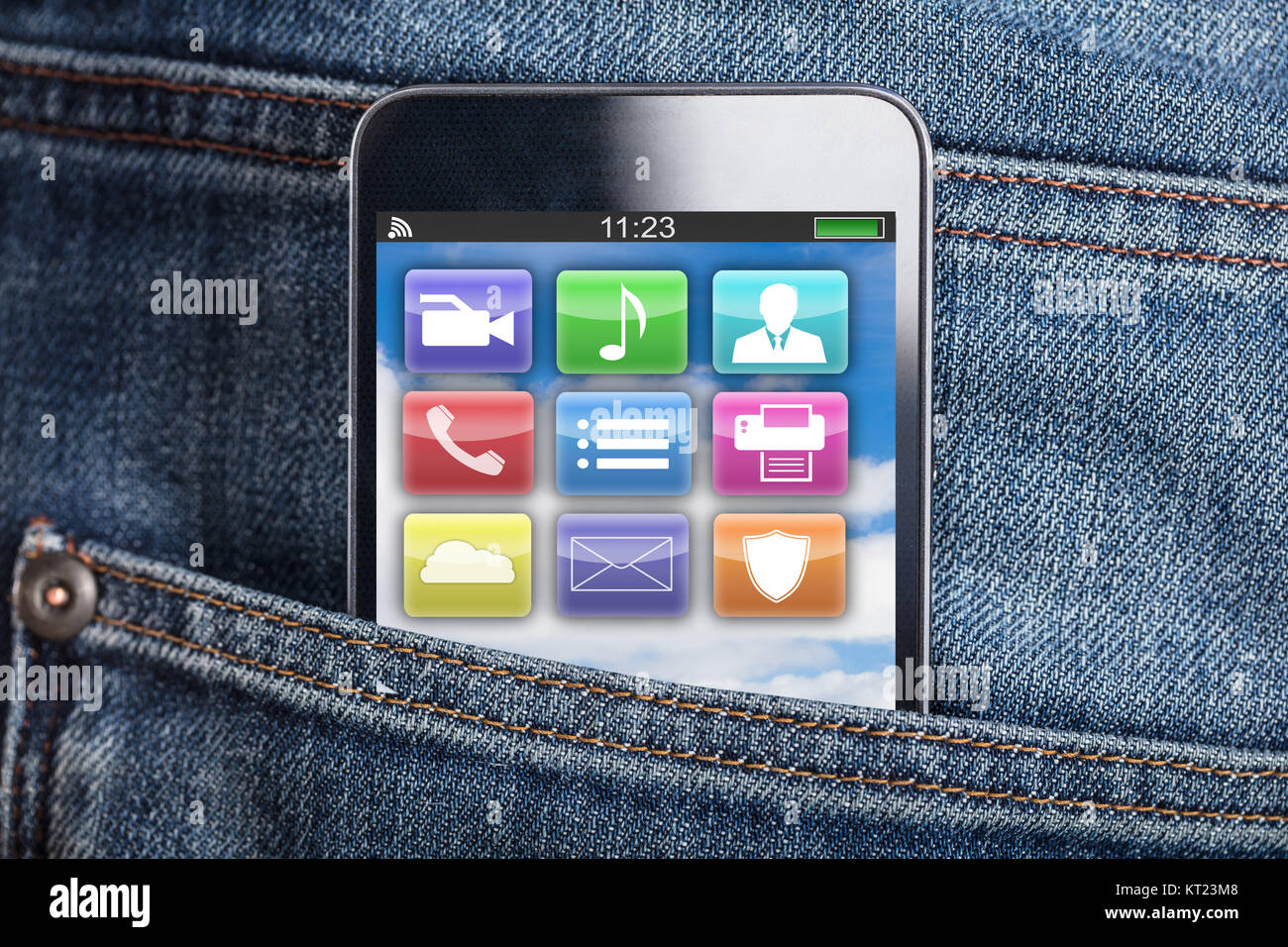 Mobilephone In A Pocket Stock Photo - Alamy