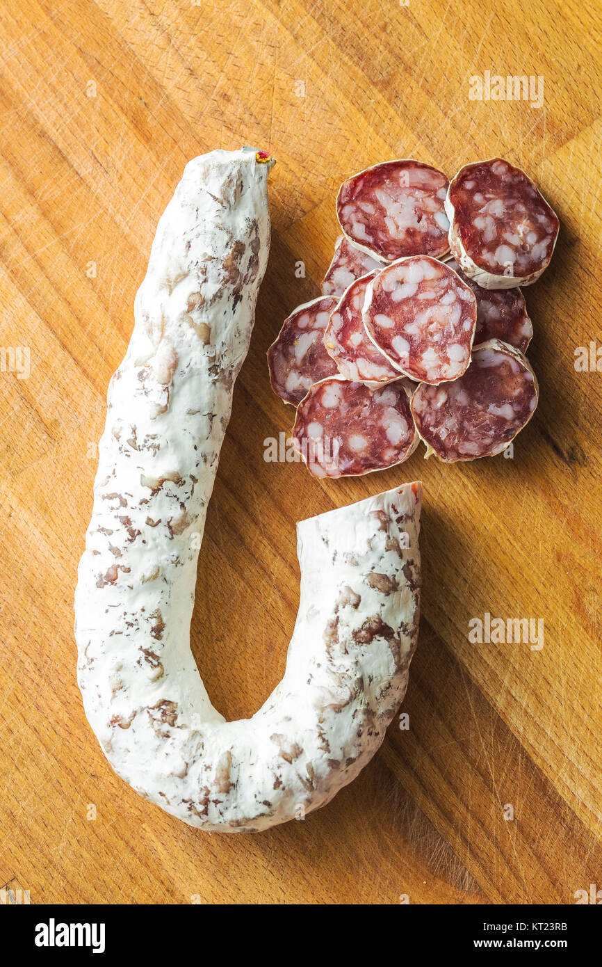 Tasty sliced salami white mold hi-res stock photography and images - Alamy